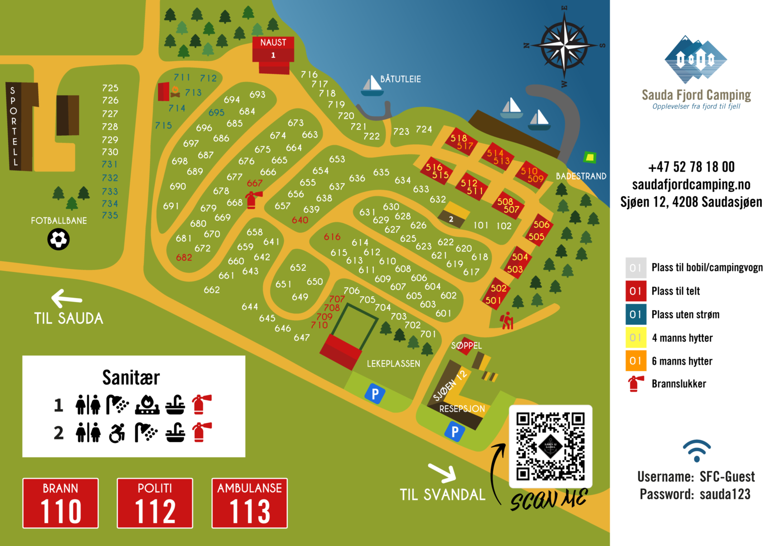 Område Kart - Sauda Fjord Camping